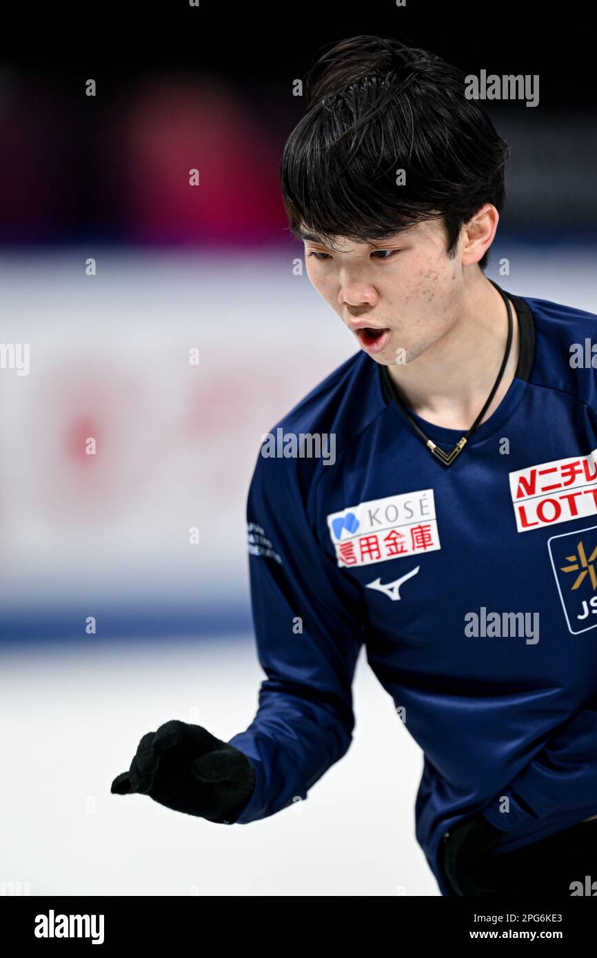 Kazuki TOMONO (JPN), during Men Practice, at the ISU World Figure ...