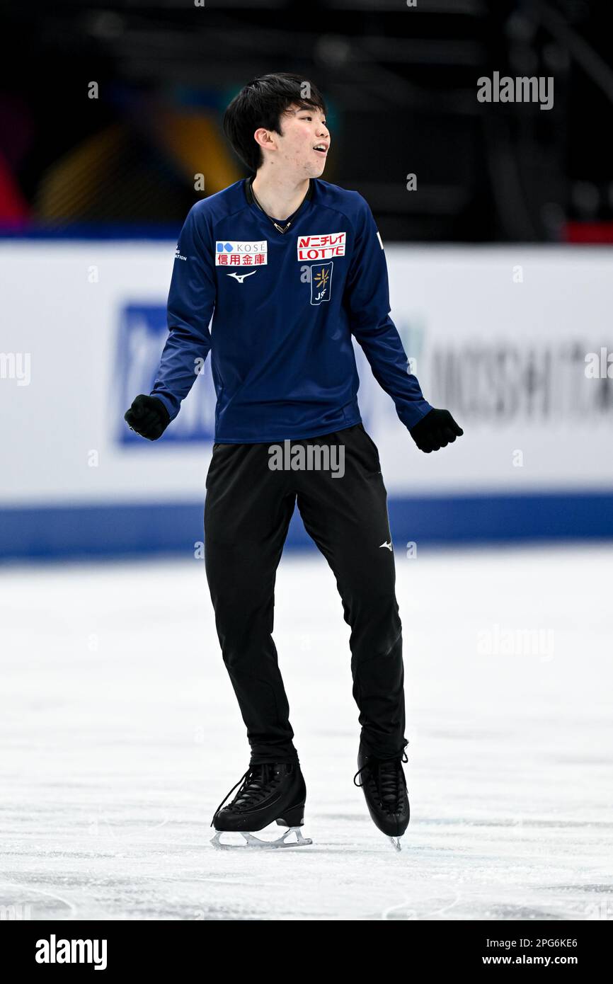 Kazuki TOMONO (JPN), during Men Practice, at the ISU World Figure ...