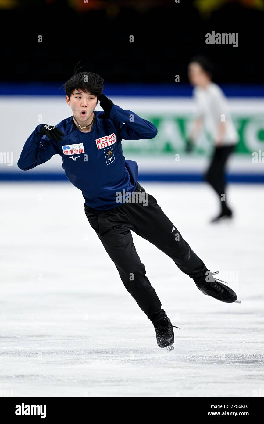 Kazuki TOMONO (JPN), during Men Practice, at the ISU World Figure ...