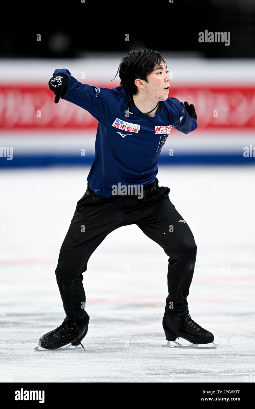 Kazuki TOMONO (JPN), during Men Practice, at the ISU World Figure ...