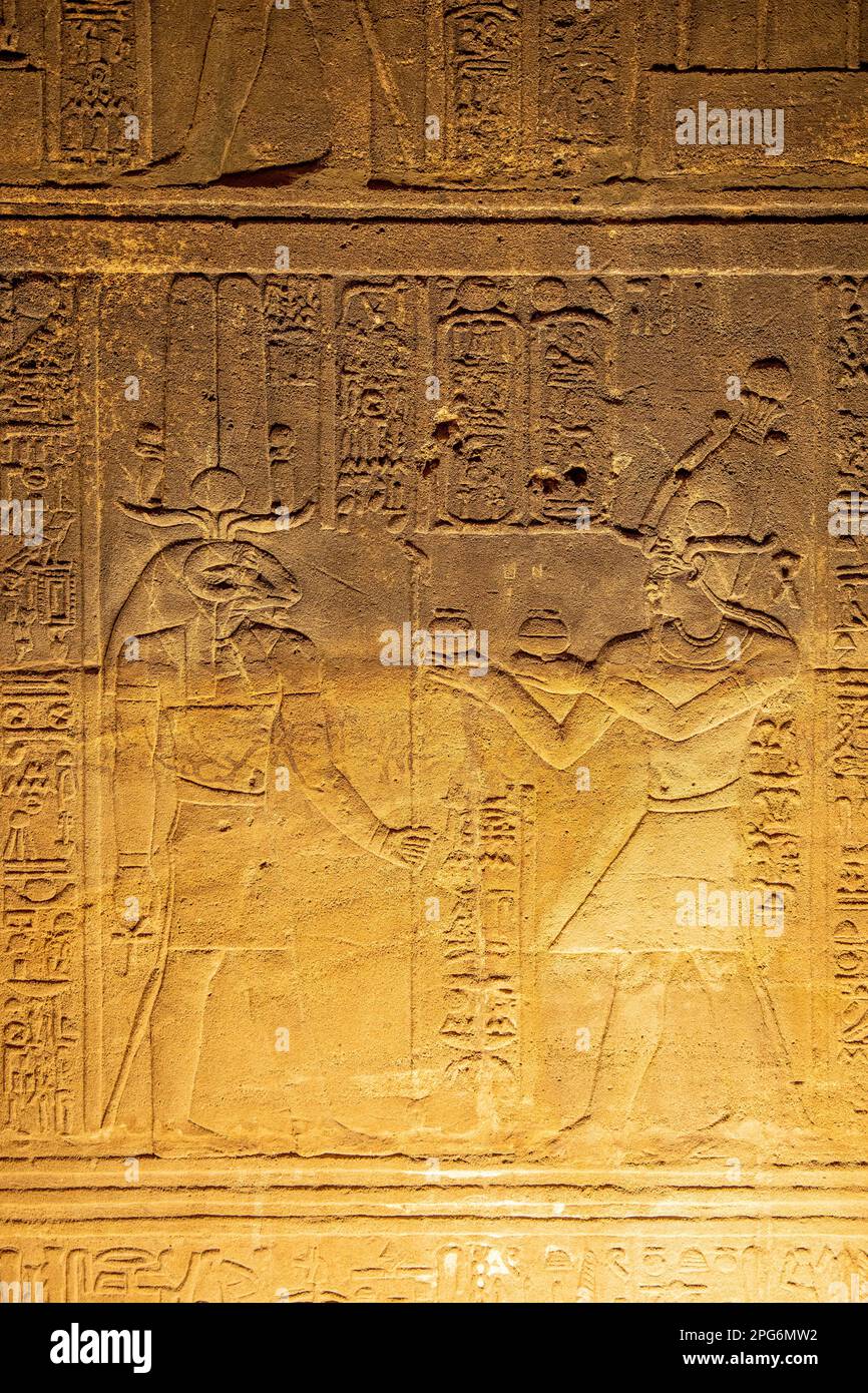 Ancient Art in Philae Temple, near Aswan, Egypt Stock Photo - Alamy