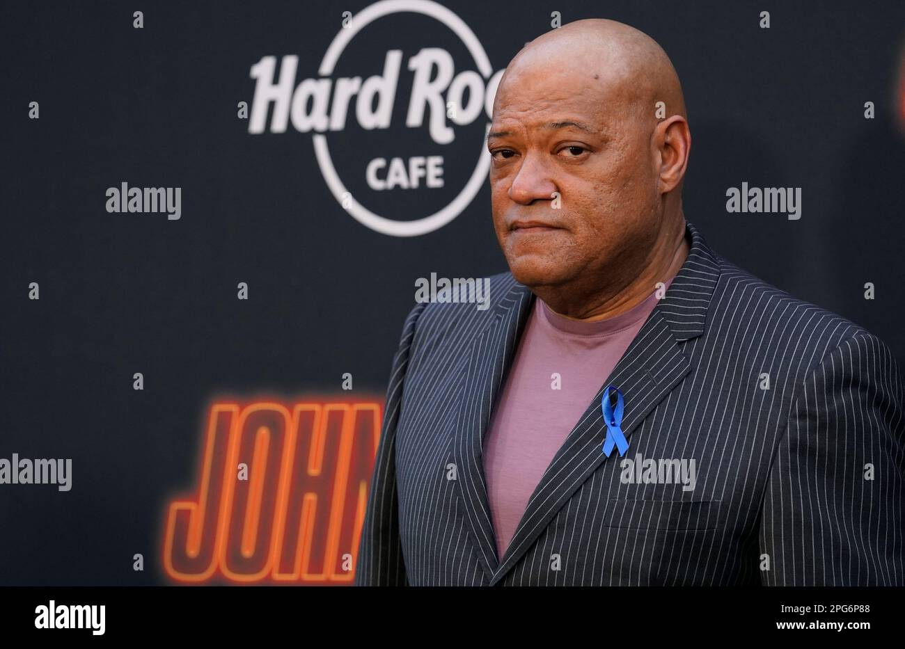 Laurence Fishburne poses at the premiere of the film "John Wick ...