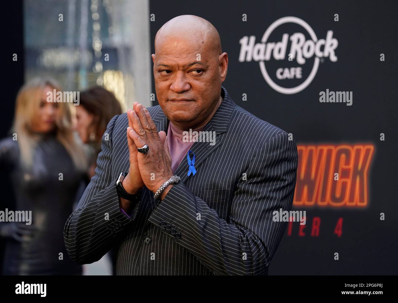Laurence Fishburne poses at the premiere of the film "John Wick ...