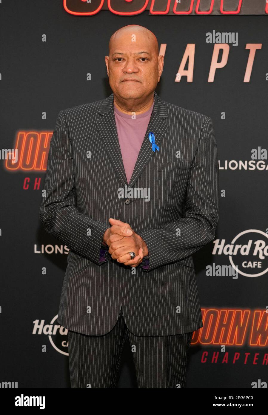 Laurence Fishburne poses at the premiere of the film "John Wick ...
