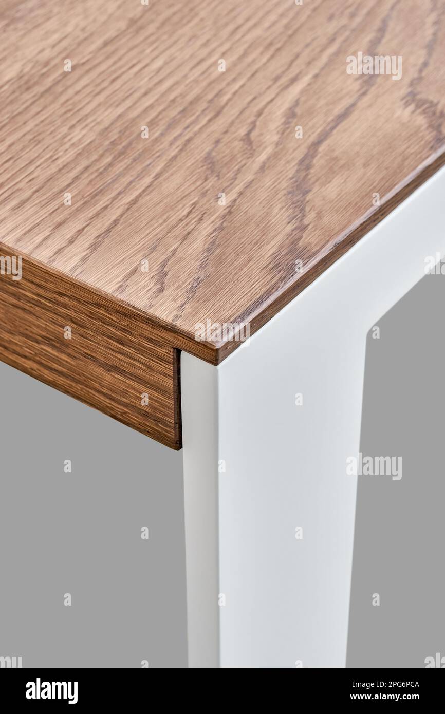 Minimalism style dining table with thin wooden table top of toned oak ...