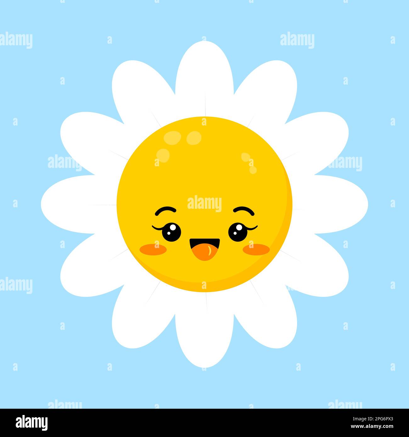 Daisy flower girl smile face happy cute character Stock Vector Image ...