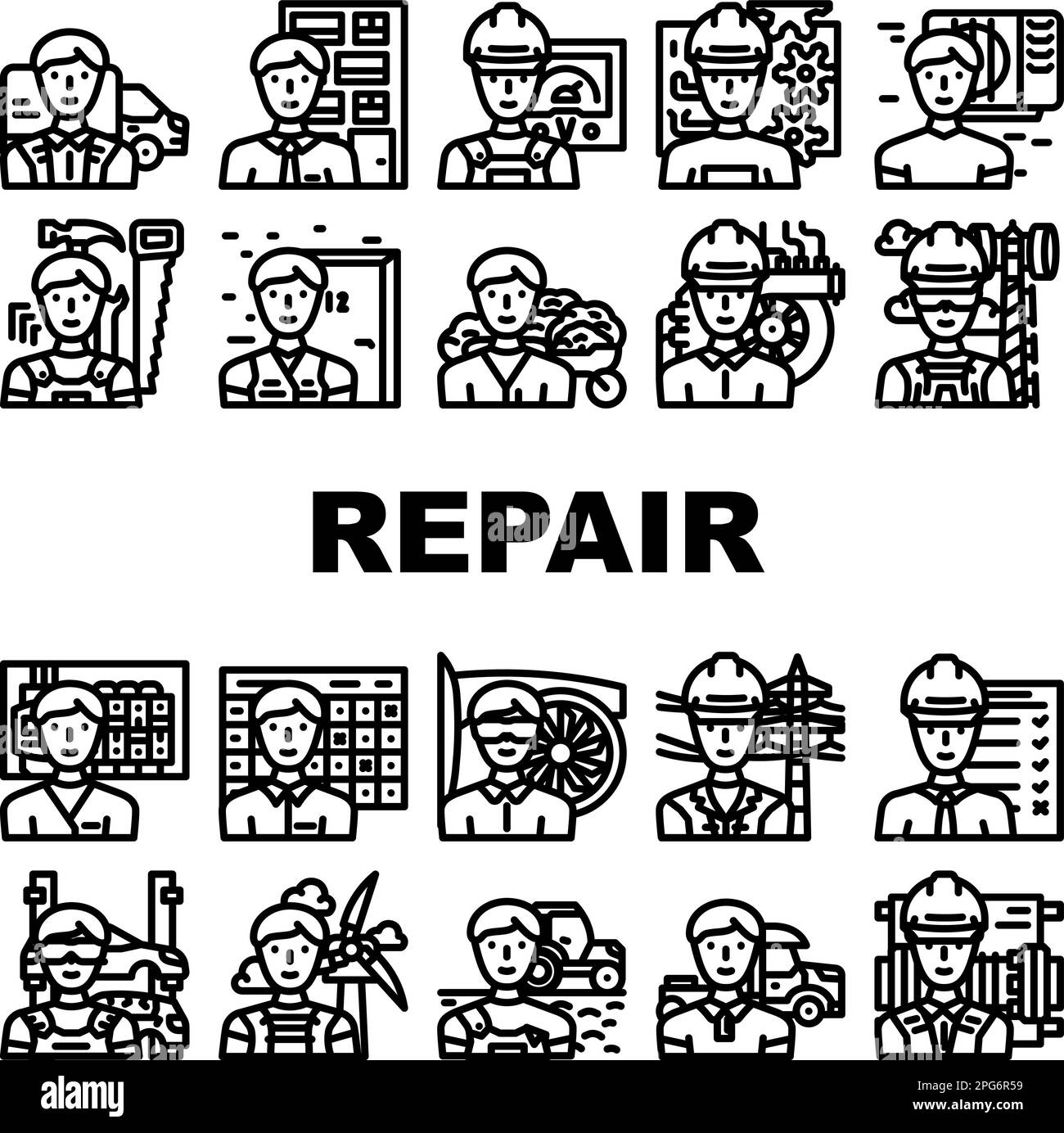 repair worker equipment job icons set vector Stock Vector Image & Art ...