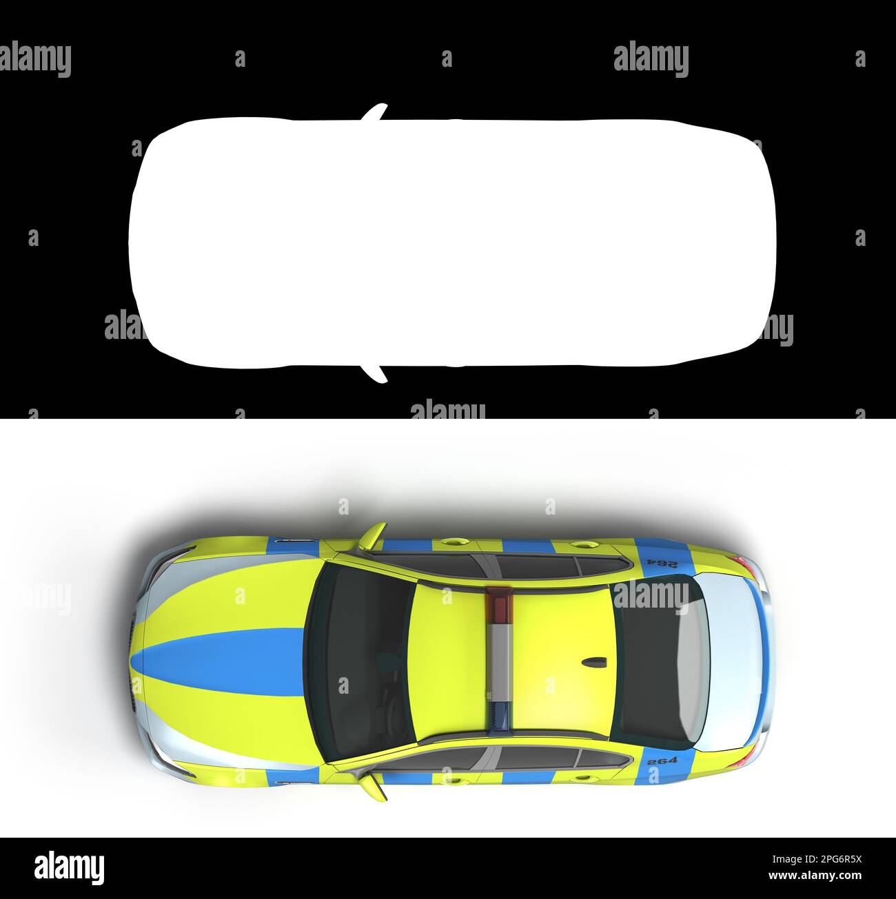 modern police car top view 3d render on white with alpha Stock Photo ...