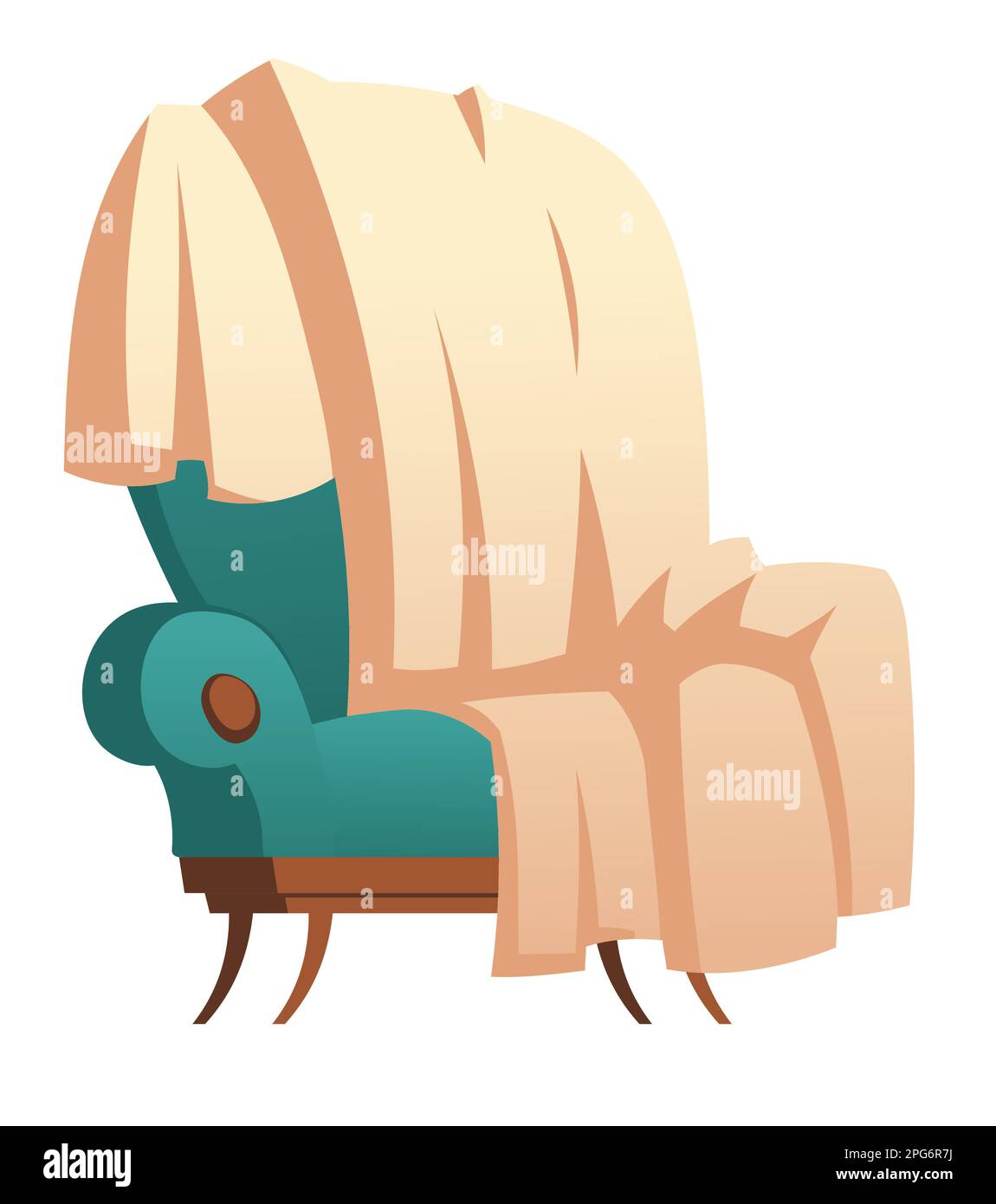 Soft wooden chair with blanket thrown furniture cartoon element vector ...