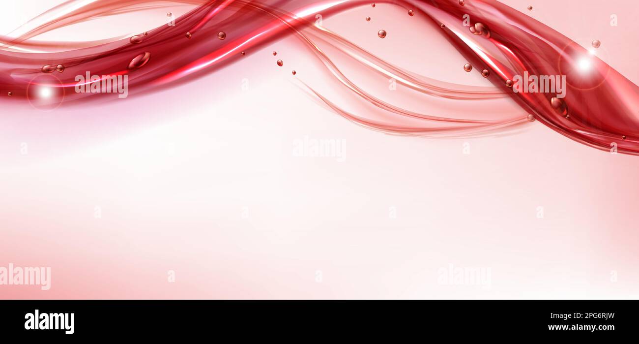 Red water splash wave with air bubbles and sparkles. Dynamic motion of ...