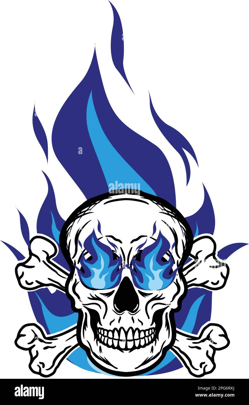 Vector of a skull in fire flames illustration Stock Vector Image & Art ...