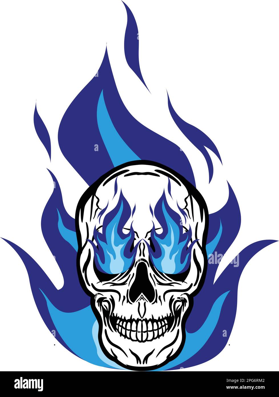 Vector of a skull in fire flames illustration Stock Vector Image & Art ...