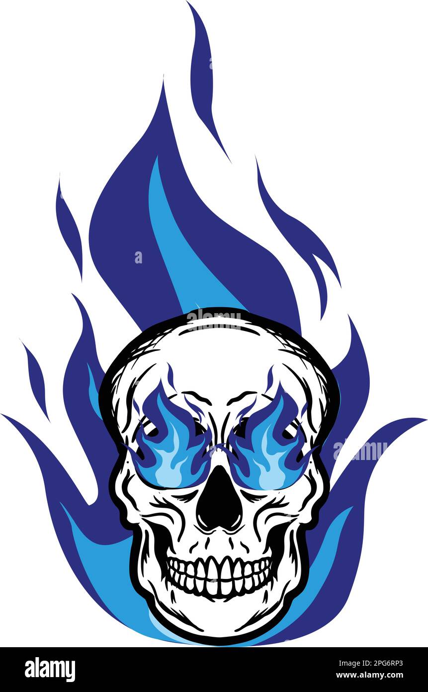Vector of a skull in fire flames illustration Stock Vector Image & Art ...