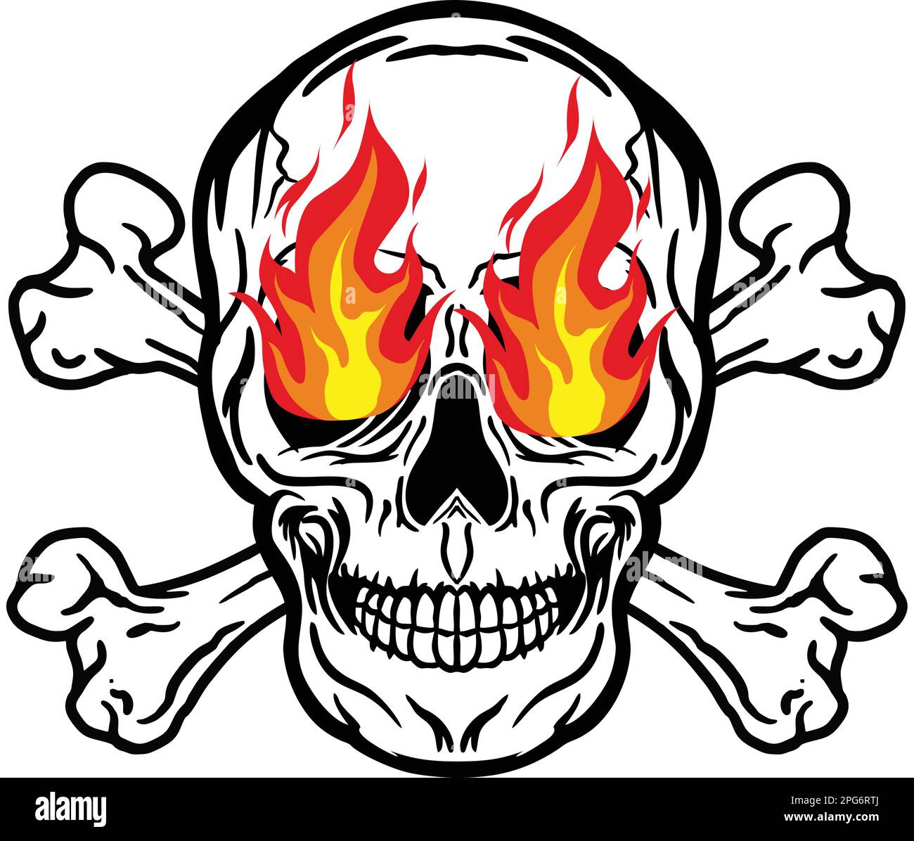 Vector of a skull in fire flames illustration Stock Vector Image & Art ...