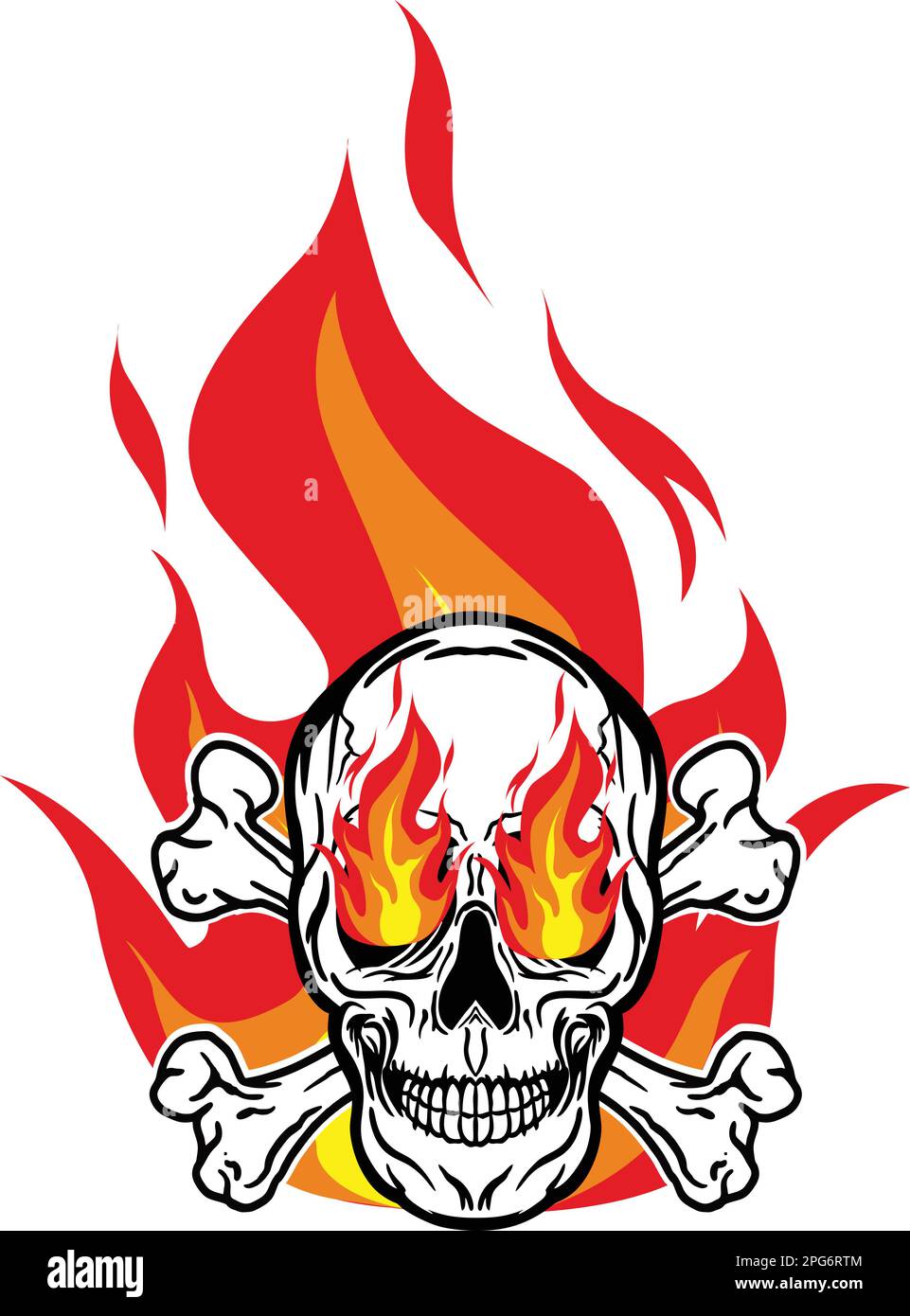 Vector of a skull in fire flames illustration Stock Vector Image & Art ...