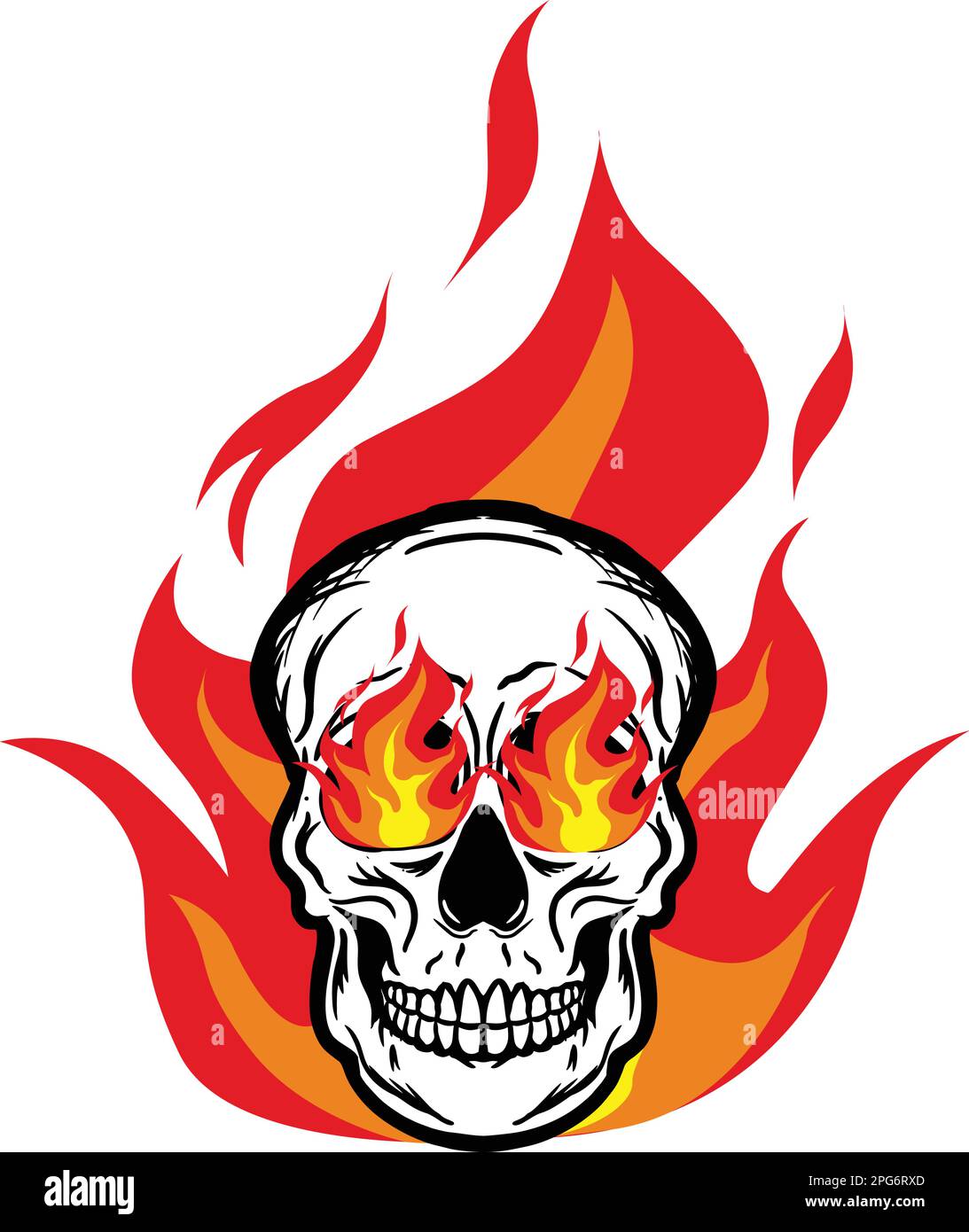 Vector of a skull in fire flames illustration Stock Vector Image & Art ...