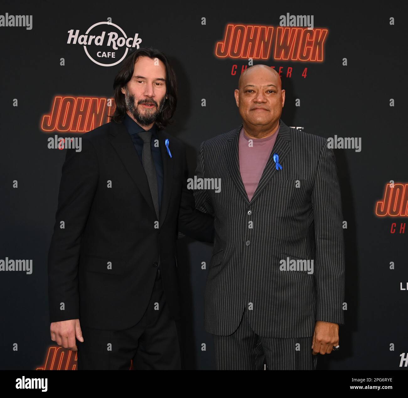 Hollywood, CA. March 20, 2023, Keanu Reeves and Laurence Fishburne ...