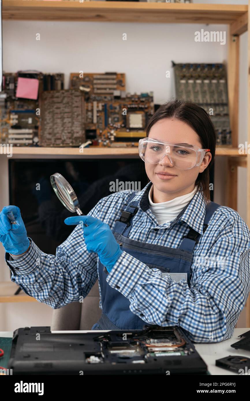 Broken disassembled laptop. Electronic parts of pc: motherboard ...