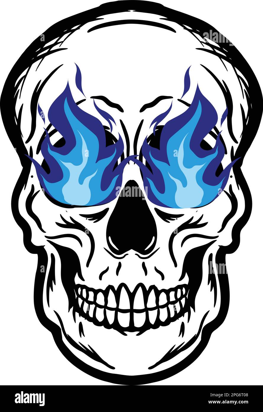 Blue Fire Skull Tattoo