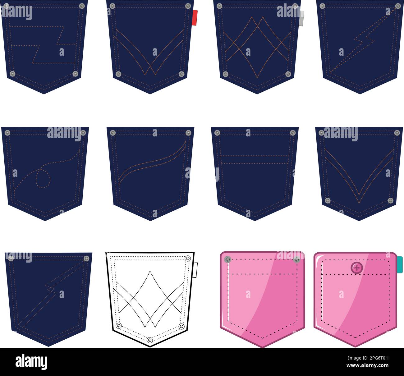 Patch pocket shirt vector set different shape Stock Vector Image & Art ...