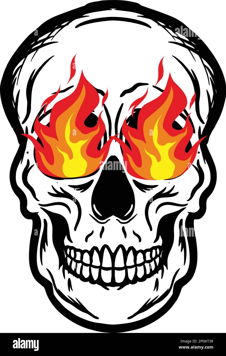 Vector of a skull in fire flames Stock Vector Image & Art - Alamy