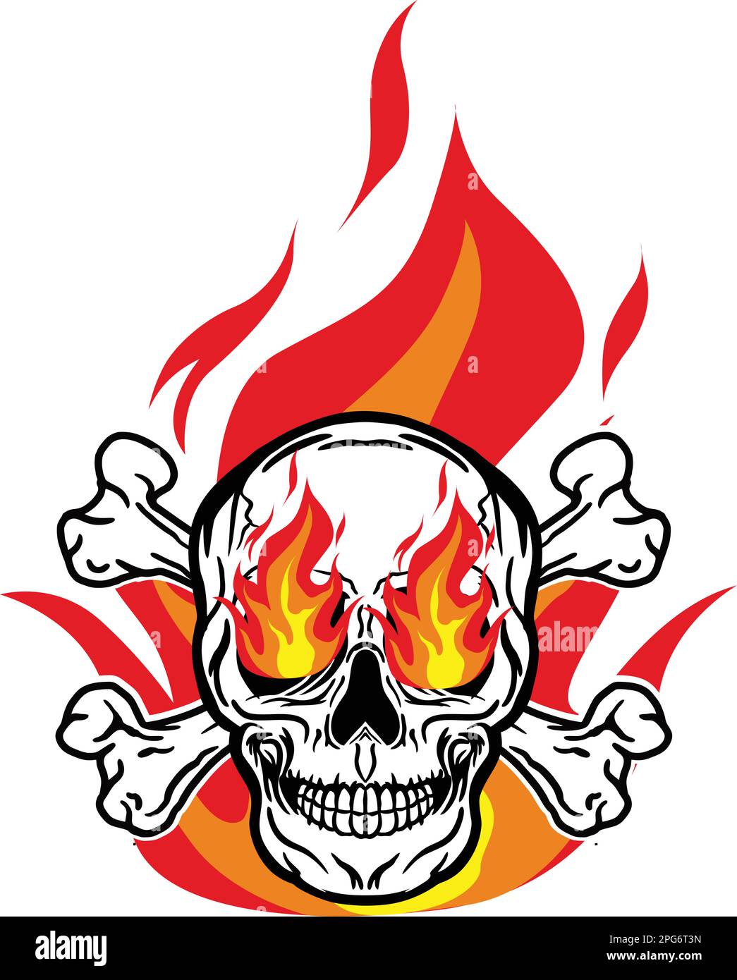 Vector of a skull in fire flames Stock Vector Image & Art - Alamy