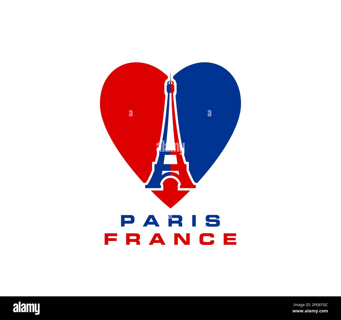 Paris Eiffel tower and heart of France flag, French love vector icon ...