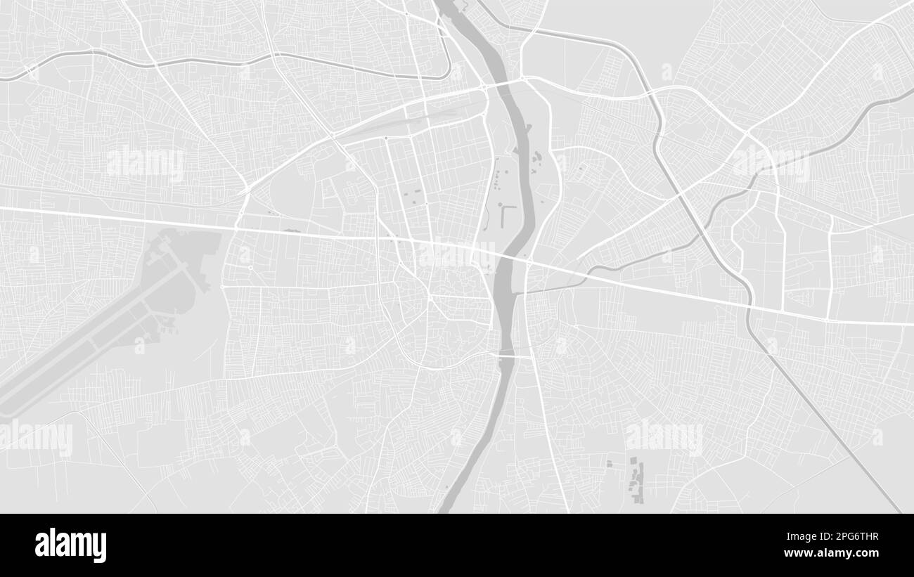 White and light grey Adana city area vector background map, roads and ...