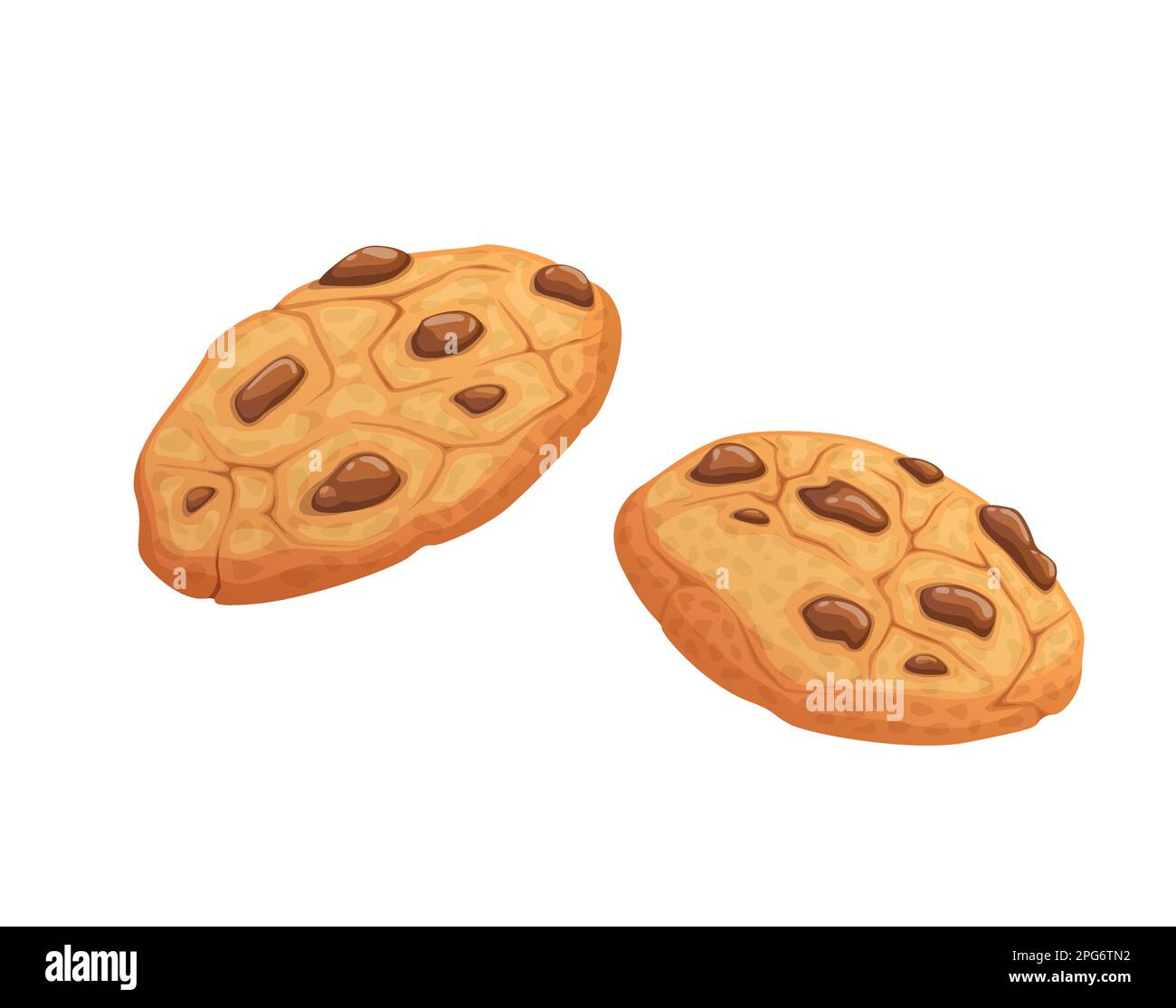 Cartoon biscuit cookie with chocolate pieces and crumbs. Isolated ...