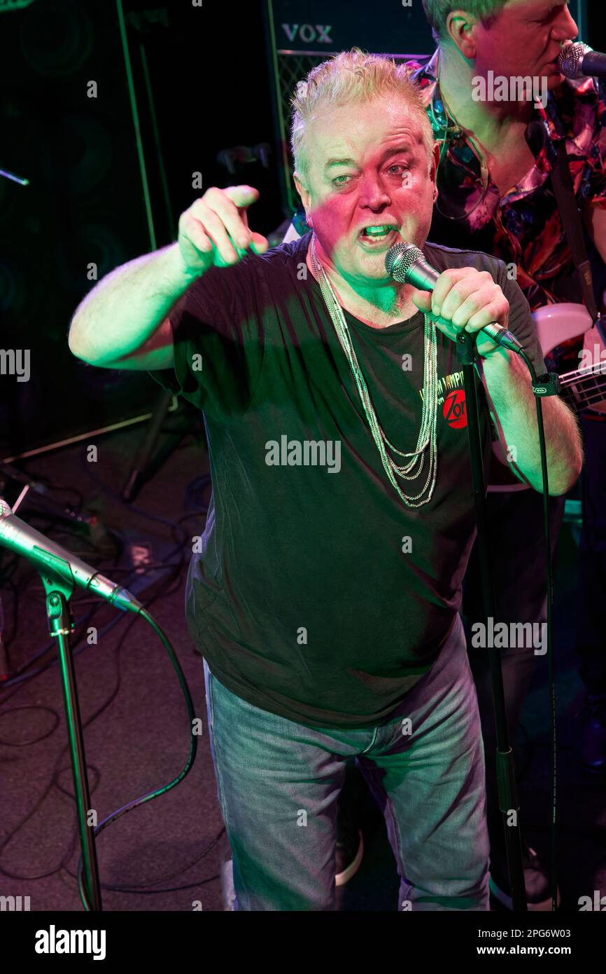 Punk producer and singer Mike Bennett performing with The Blockheads at ...