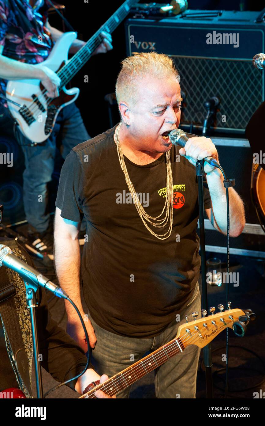 Punk producer and singer Mike Bennett performing with The Blockheads at ...