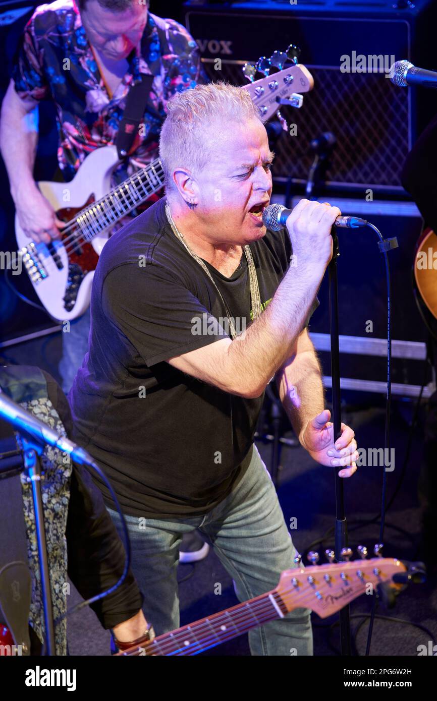Punk producer and singer Mike Bennett performing with The Blockheads at ...