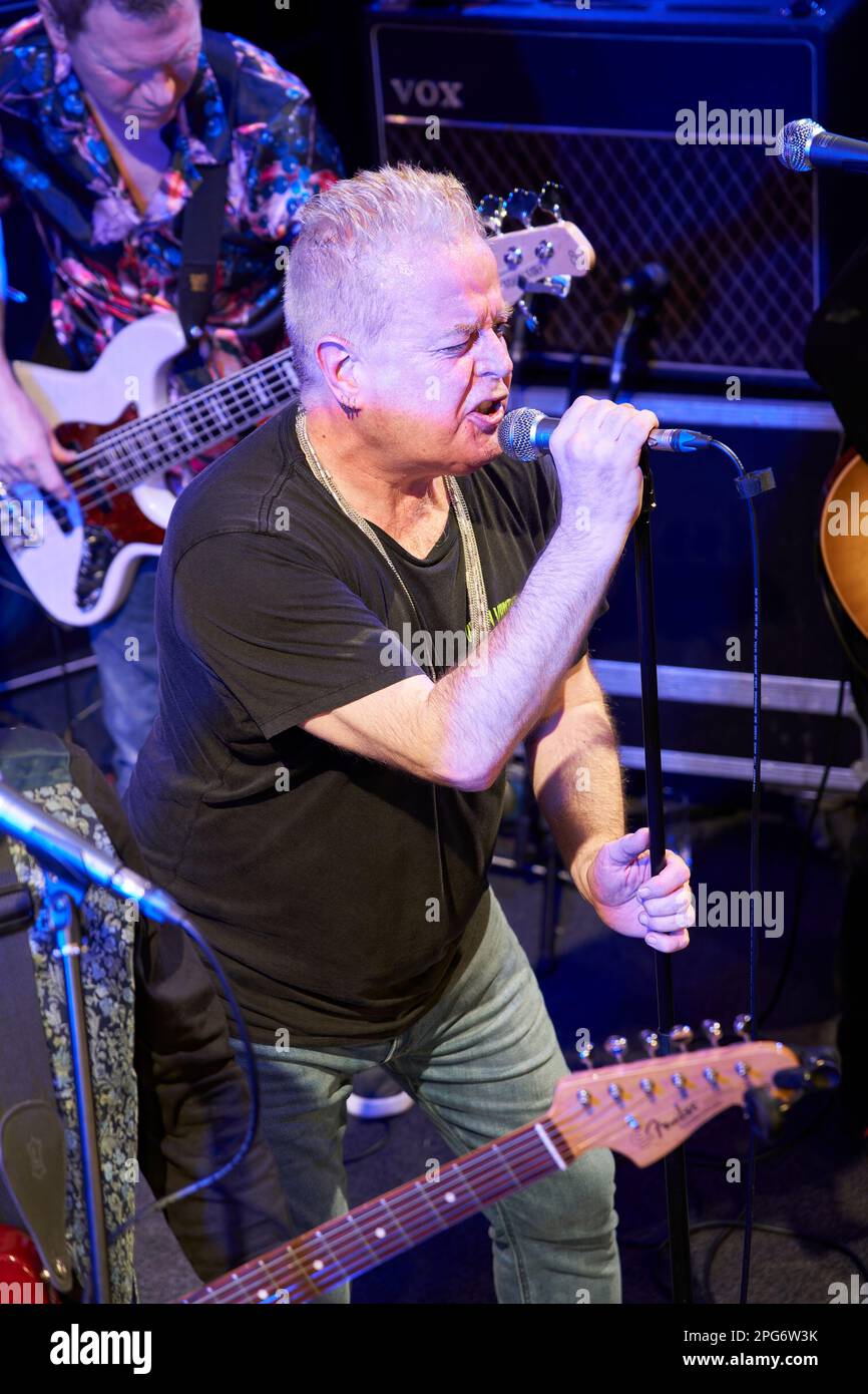 Punk producer and singer Mike Bennett performing with The Blockheads at ...