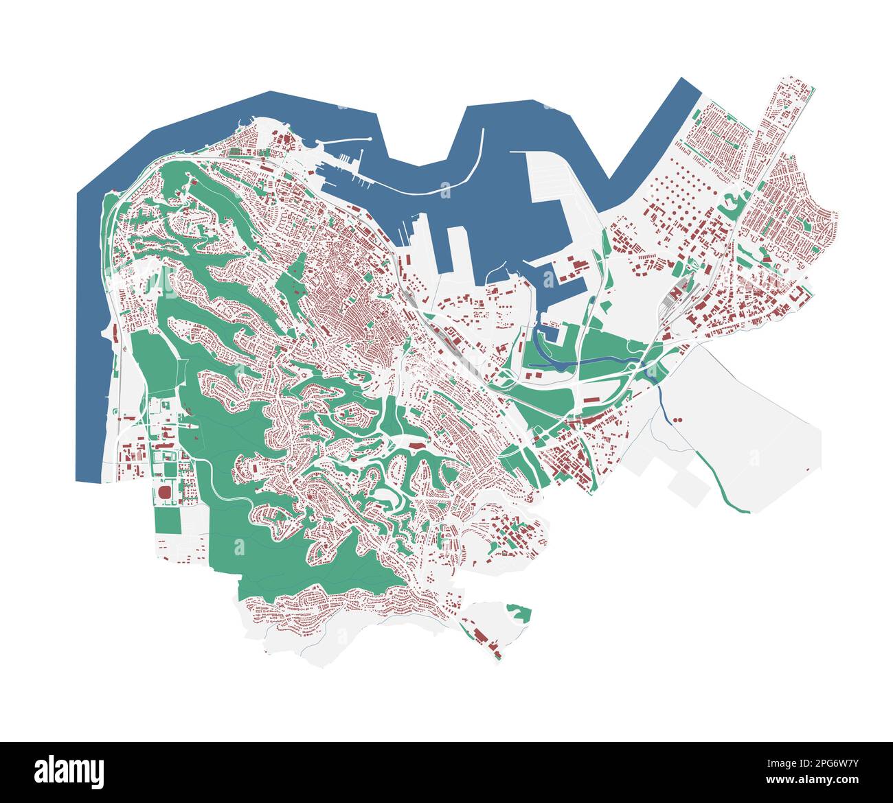 Haifa vector map. Detailed map of Haifa city administrative area ...