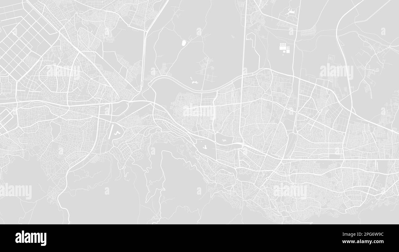 White and light grey Bursa city area vector background map, roads and ...