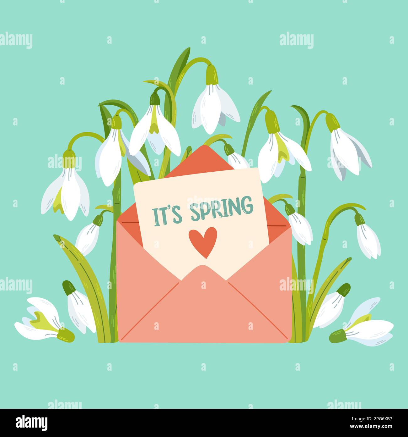 Its spring. Spring envelope with snowdrops. Spring flower vector ...