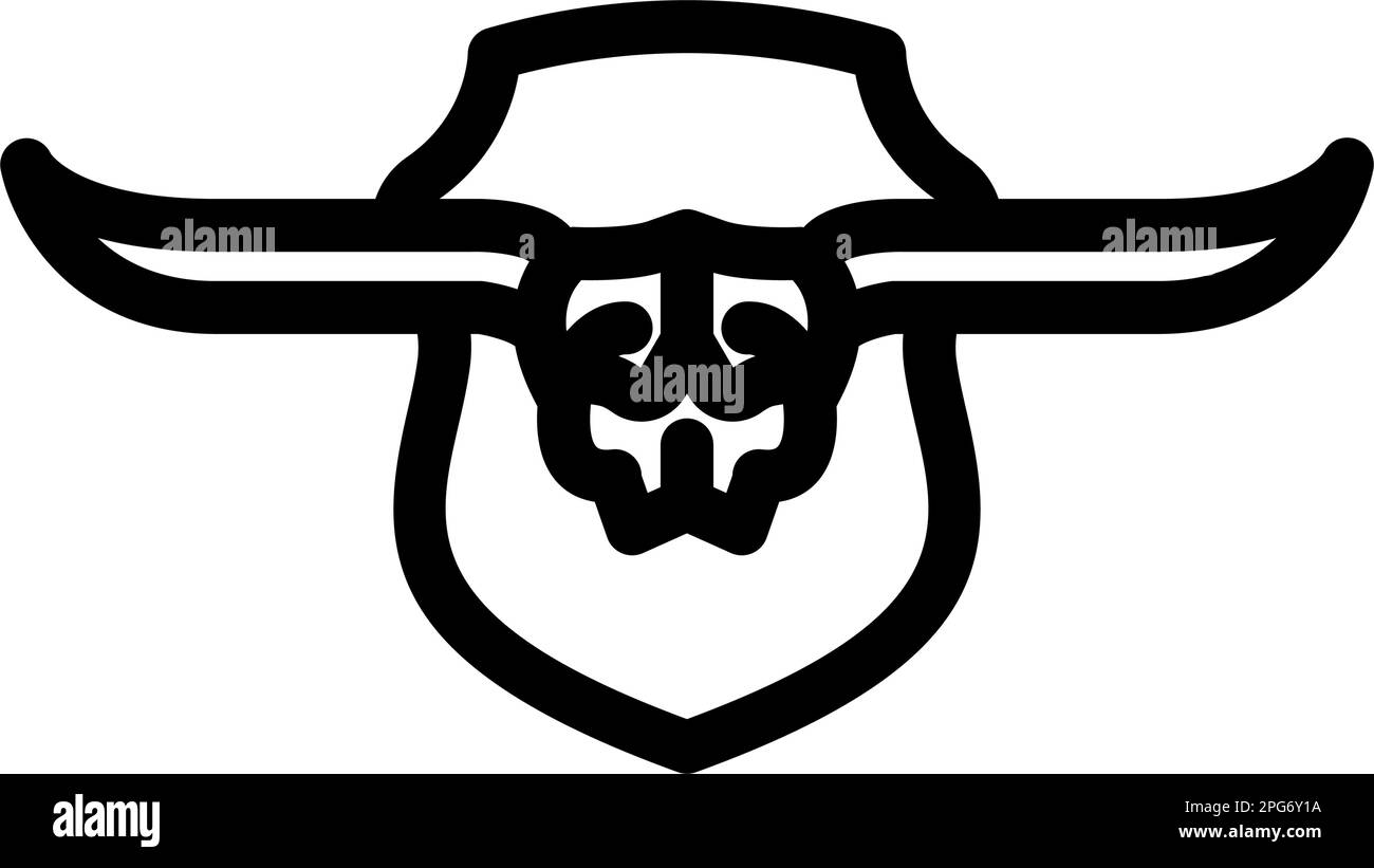 longhorn skull horn animal line icon vector illustration Stock Vector ...