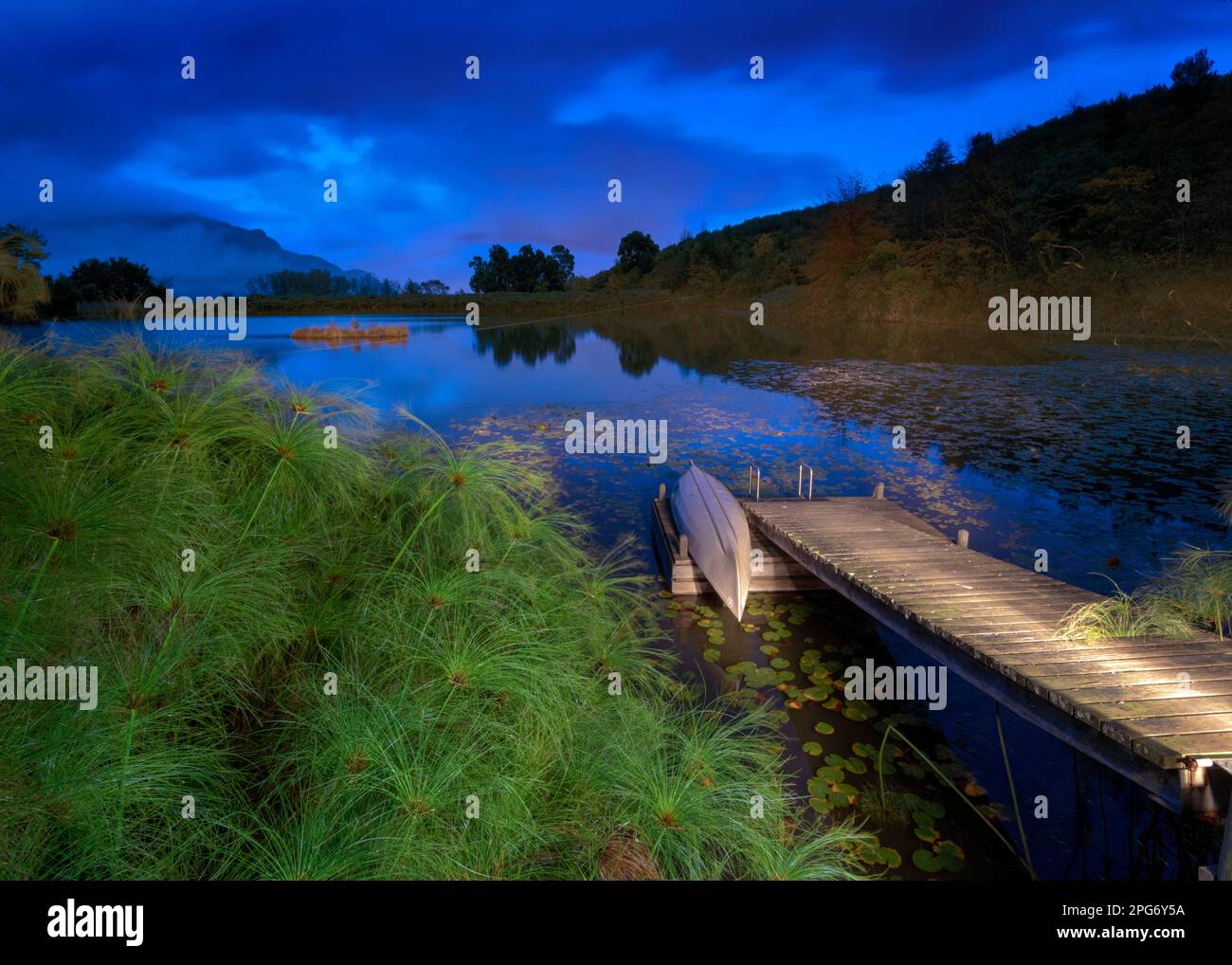 The lower reservoir dam on Tokara Wine Estate Stock Photo - Alamy