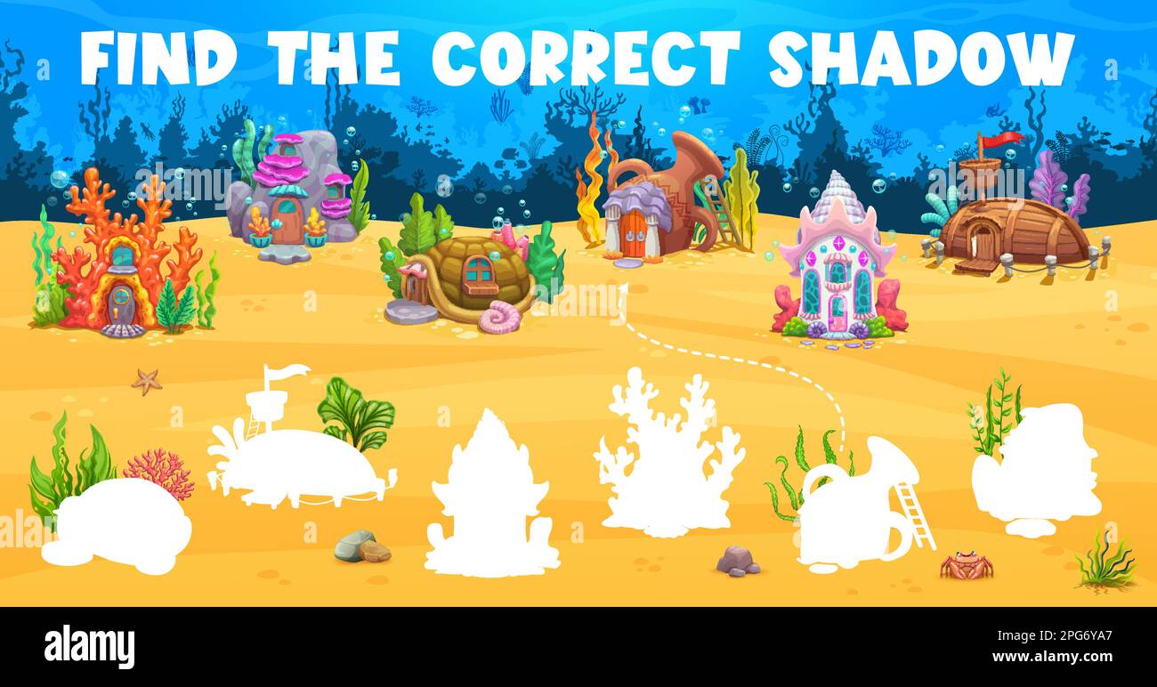 Find the correct underwater building on the sea bottom landscape. Kids ...