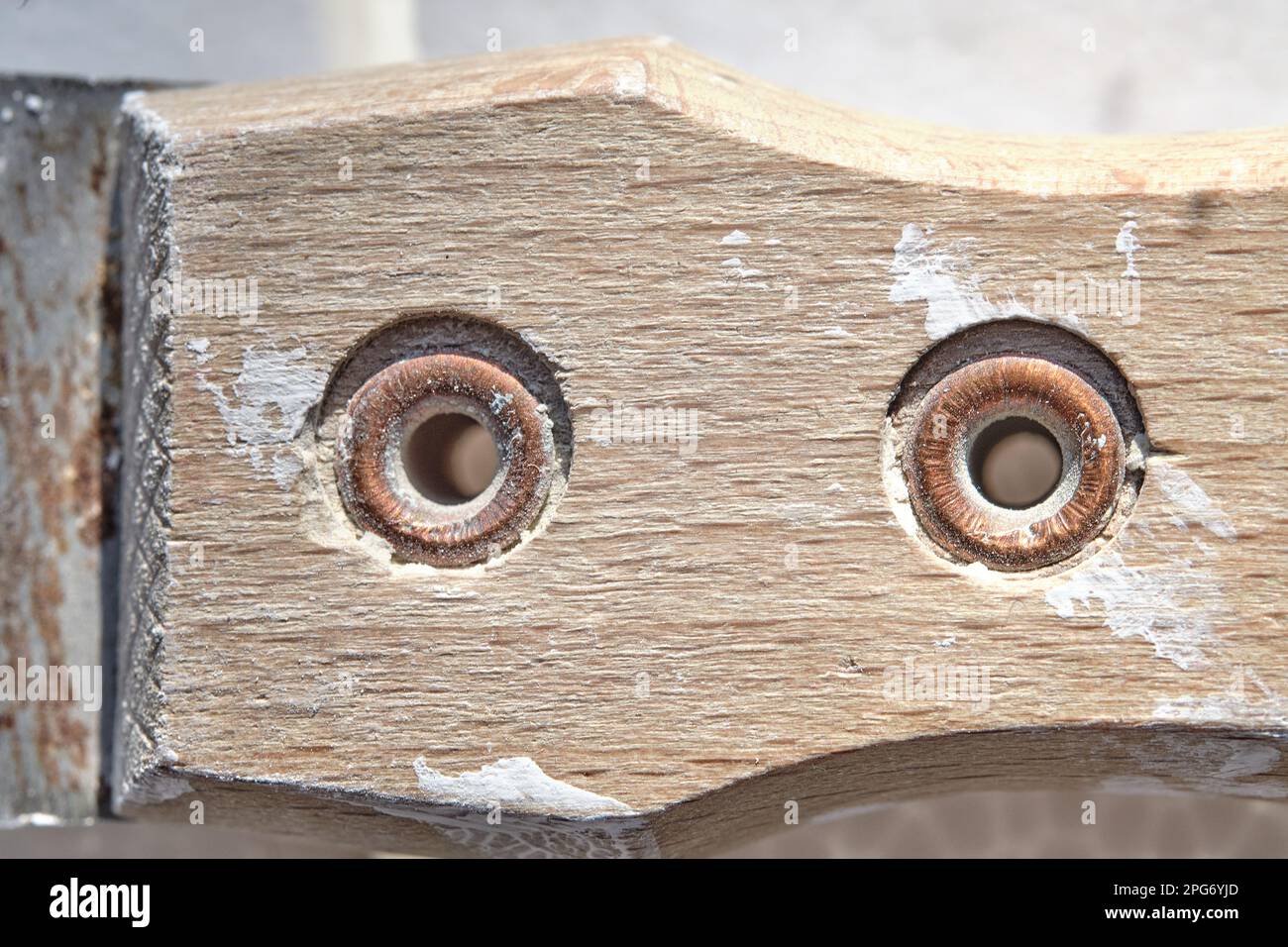 Close-up of a wooden building tool handle (knife, scraper, spatula ...