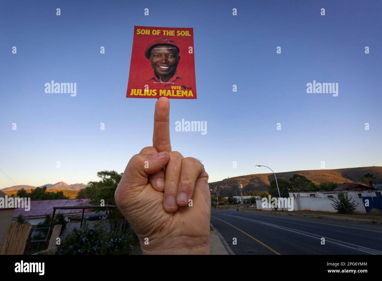 EFF (Economic Freedom Front) poster of Julius Malema at the entrance to ...