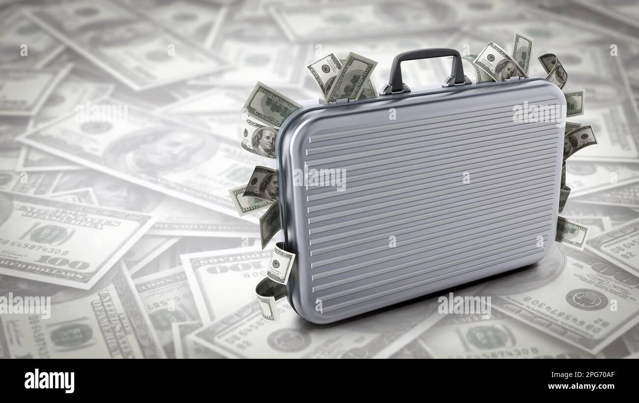 Briefcase full 100 dollar bills hi-res stock photography and images - Alamy