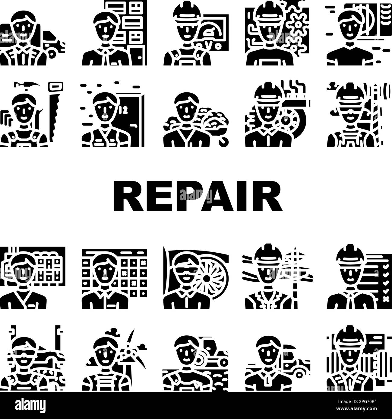 repair worker equipment job icons set vector Stock Vector Image & Art ...