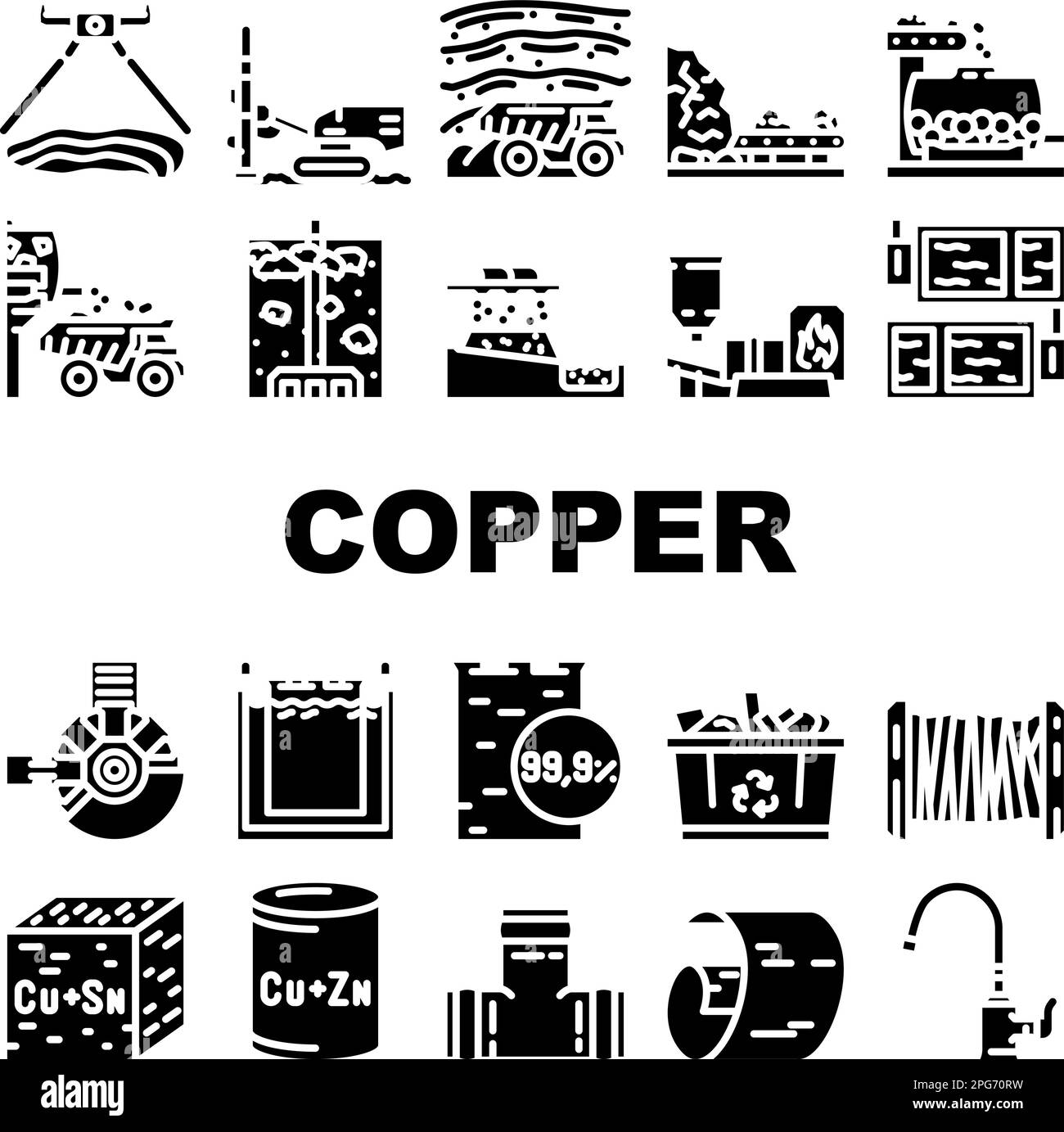 copper production industry metal icons set vector Stock Vector Image & Art - Alamy
