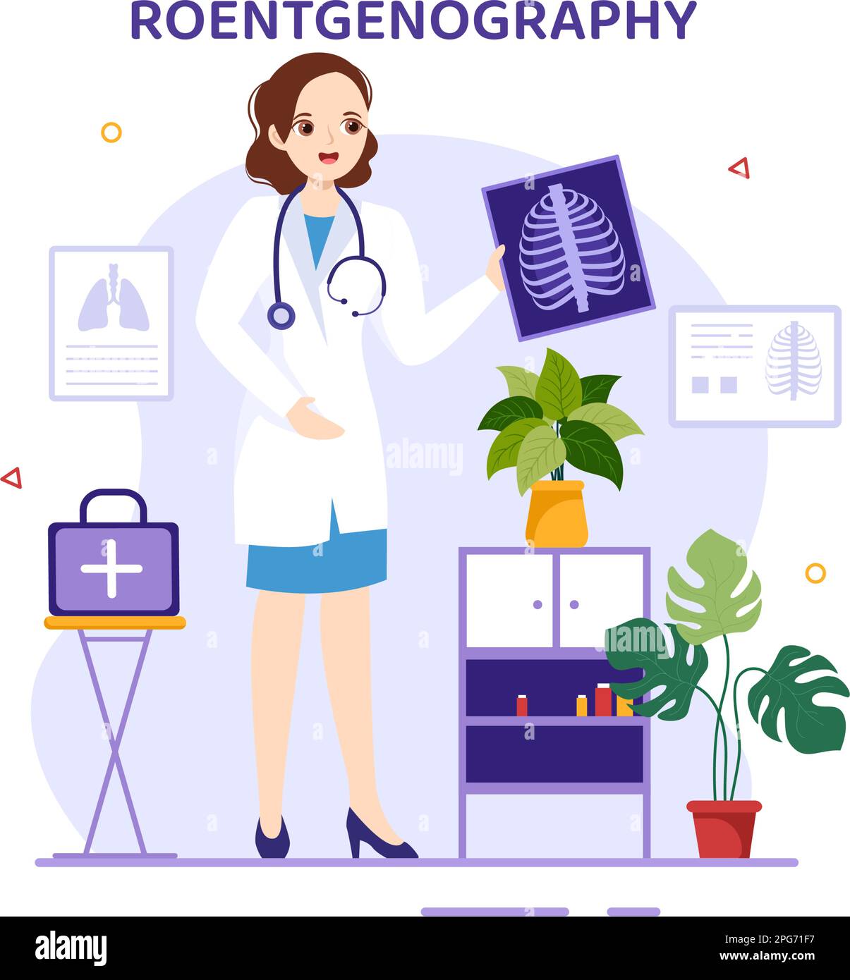 Roentgenography Illustration with Fluorography Body Checkup Procedure ...