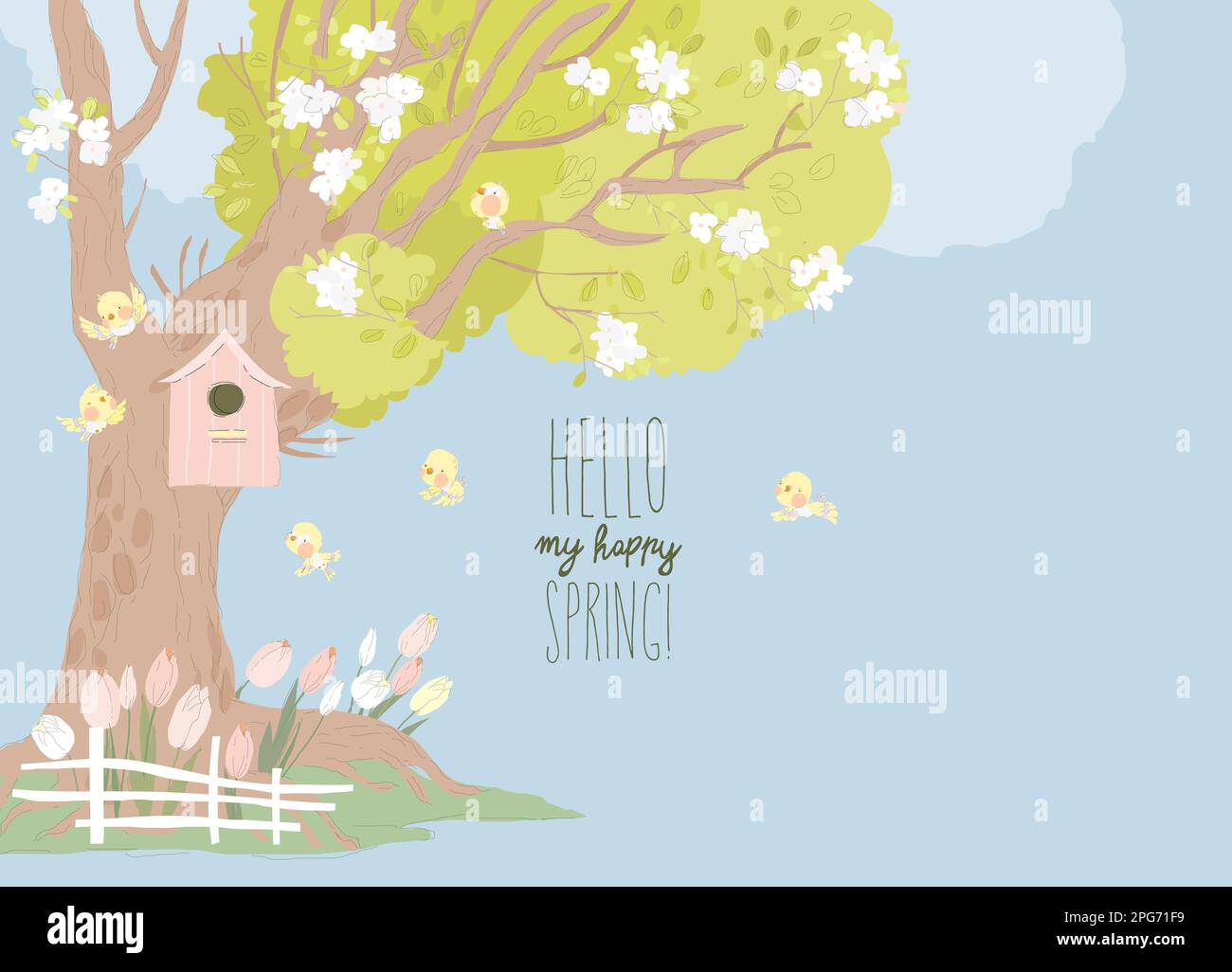 Spring tulip blooming season Stock Vector Images - Alamy