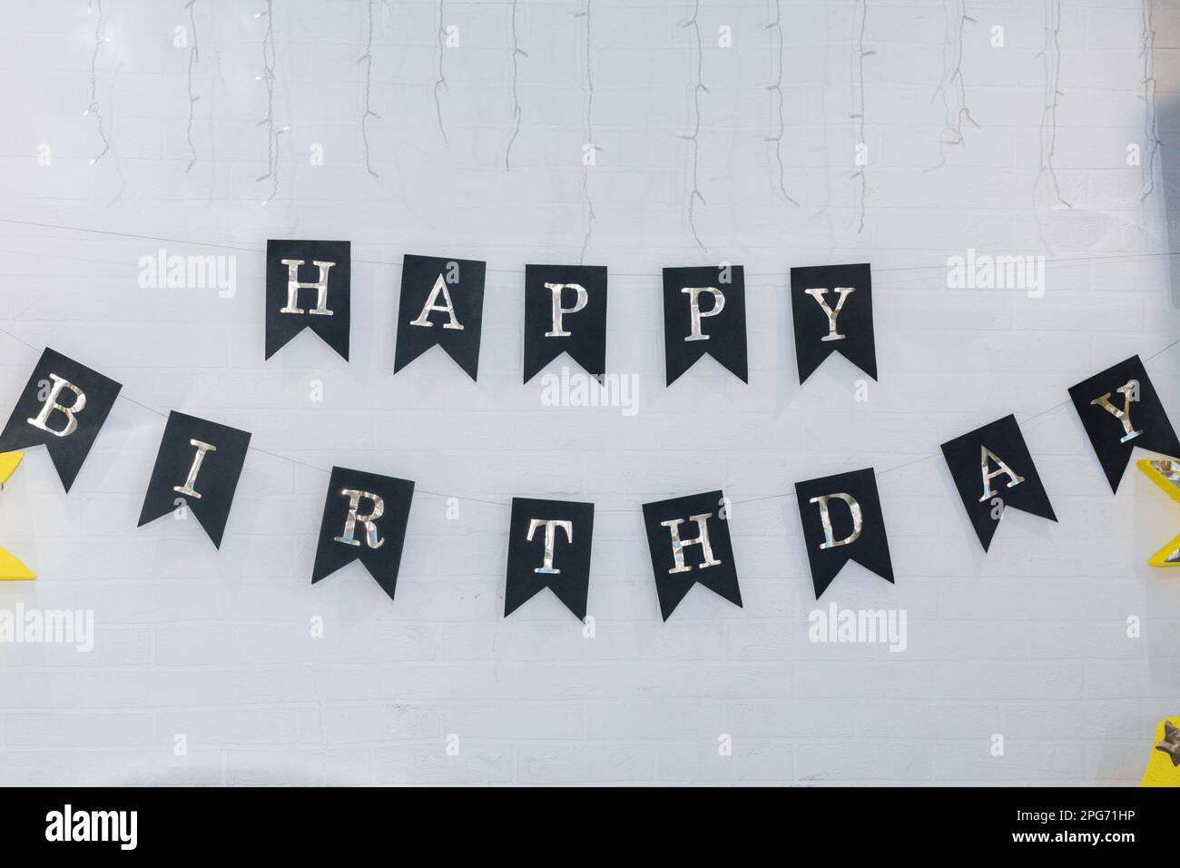 Happy birthday. the inscription on paper flags. background with text ...