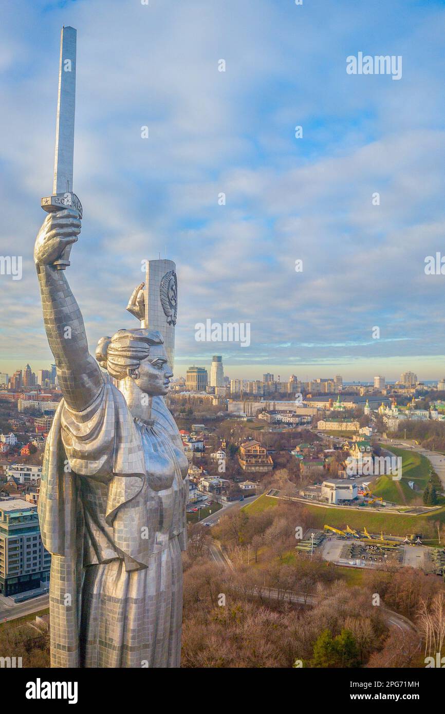 Mother Motherland monument in Kyiv. Historical sights of Ukraine Stock ...