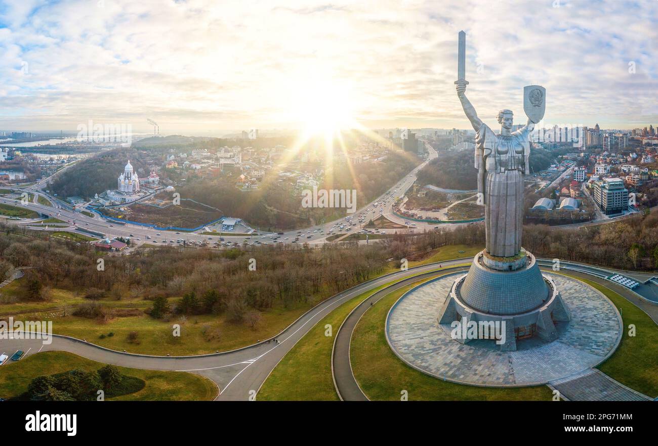 Mother Motherland monument in Kyiv. Historical sights of Ukraine Stock ...