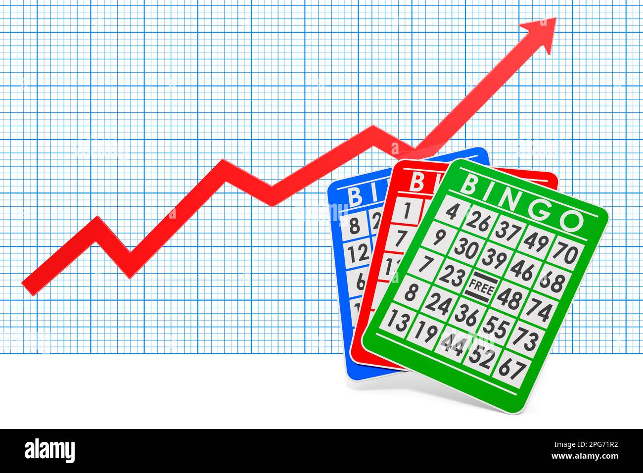 Bingo cards with growing chart. 3D rendering Stock Photo - Alamy